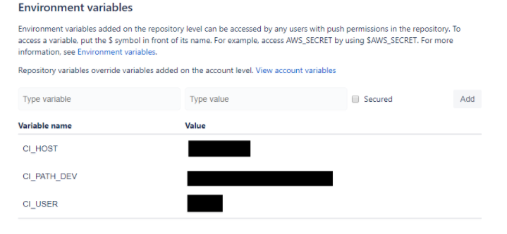 Setting Bitbucket Env Variable :: Xcidic Coding Guideline